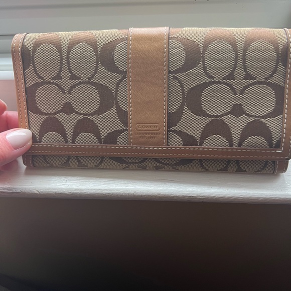 Coach | Bags | Coach Signature Canvas Wallet In Brown And Tan | Poshmark